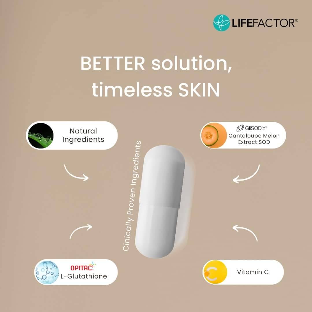 Life Factor Crystaceuticals SOD 60 Caps - for brighter glowing skin and ...