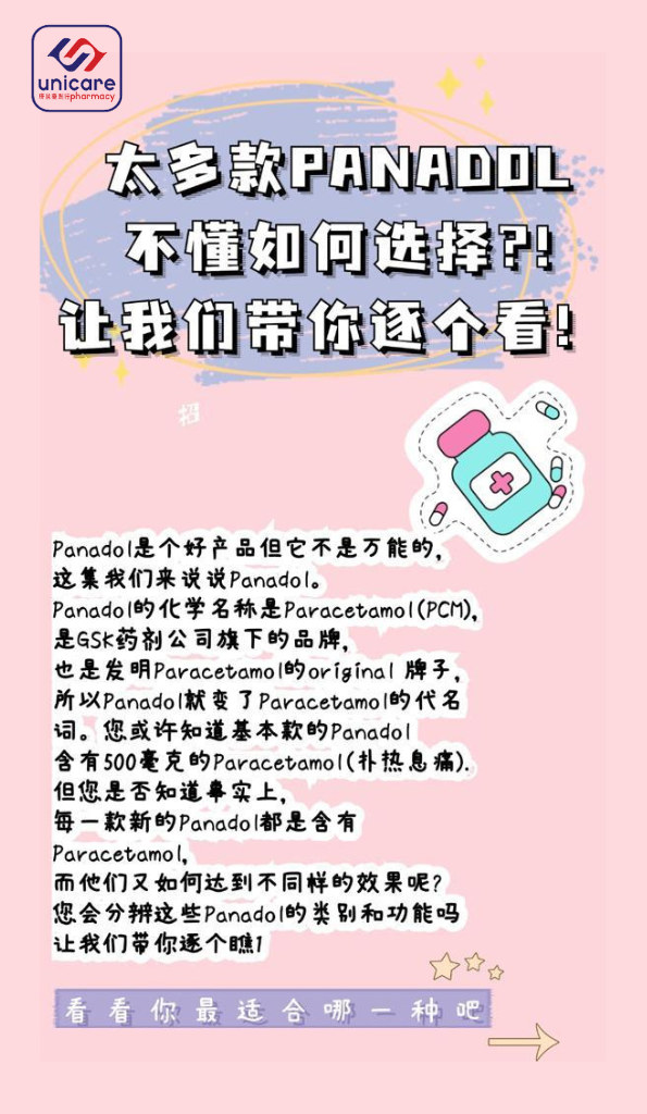 太多款Panadol怎么选择？